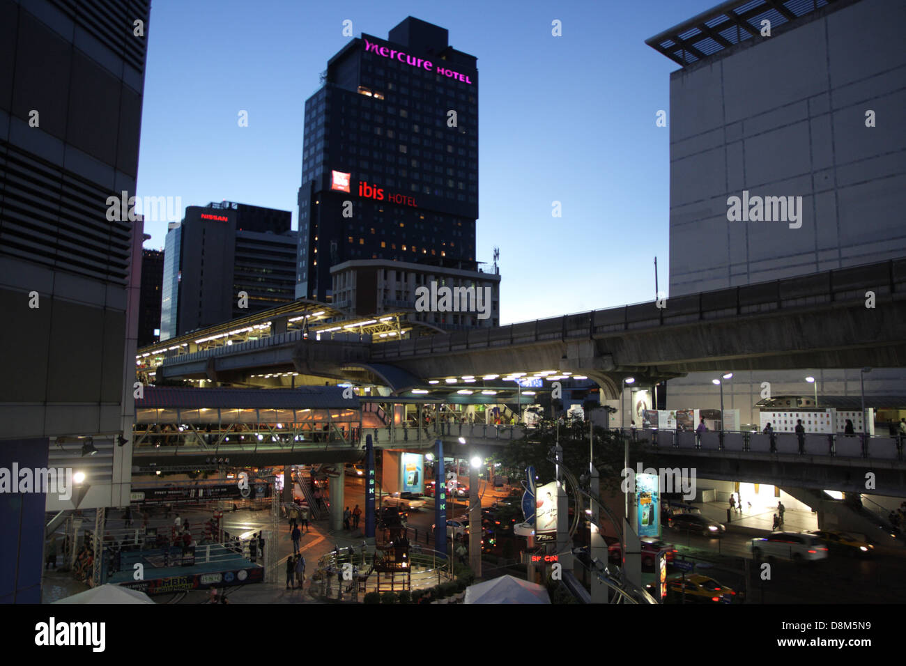 BTS national stadium station near MBK shopping mall at night , Bangkok ...