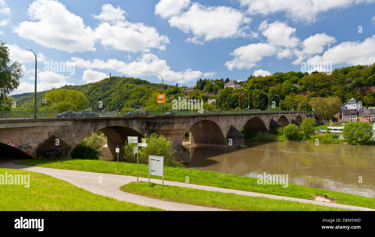 Trier/ Treves: Kaiser Wilhelm bridge at the Mosel river; Rhineland ...