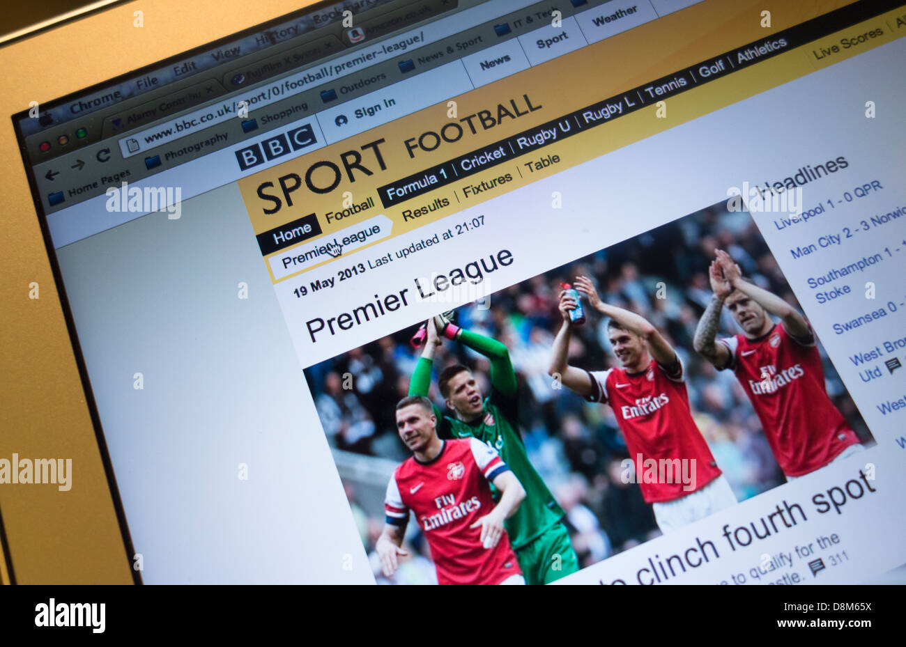 BBC Sport, Premier League homepage Stock Photo - Alamy