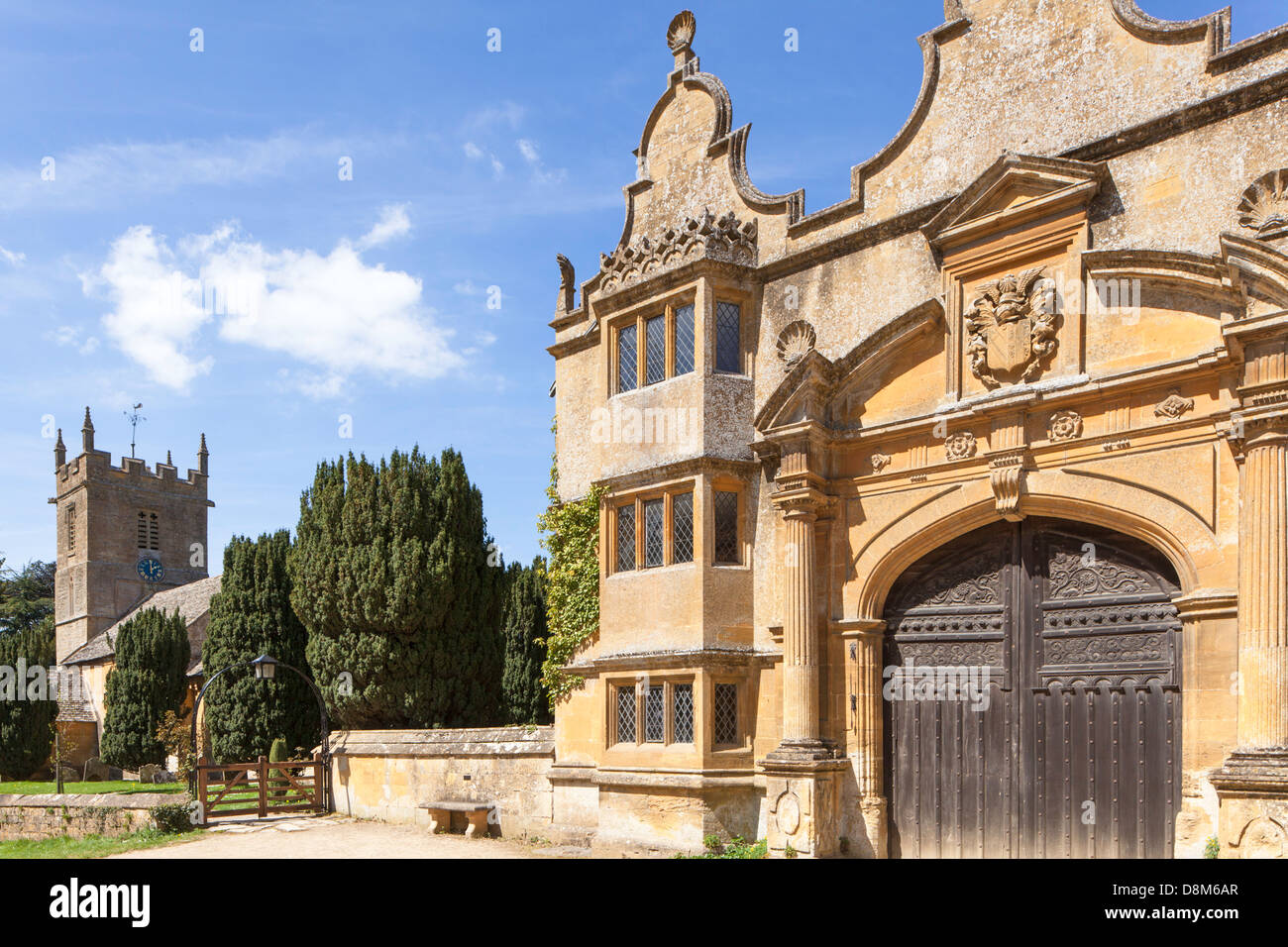 St Peter's Church and the entrance to Stanway House, in the Cotswold ...