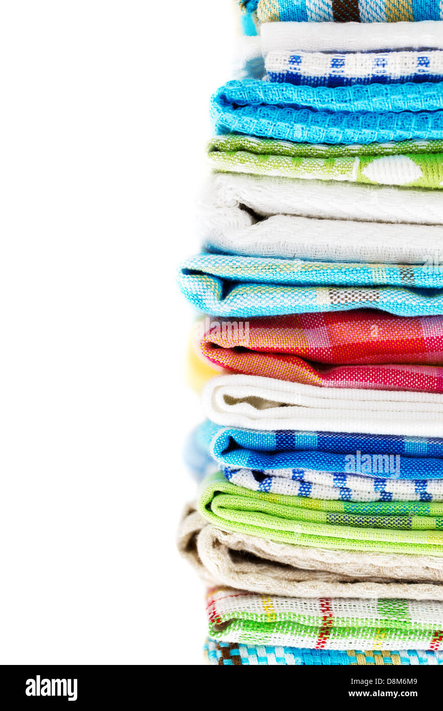 Pile of linen kitchen towels Stock Photo - Alamy