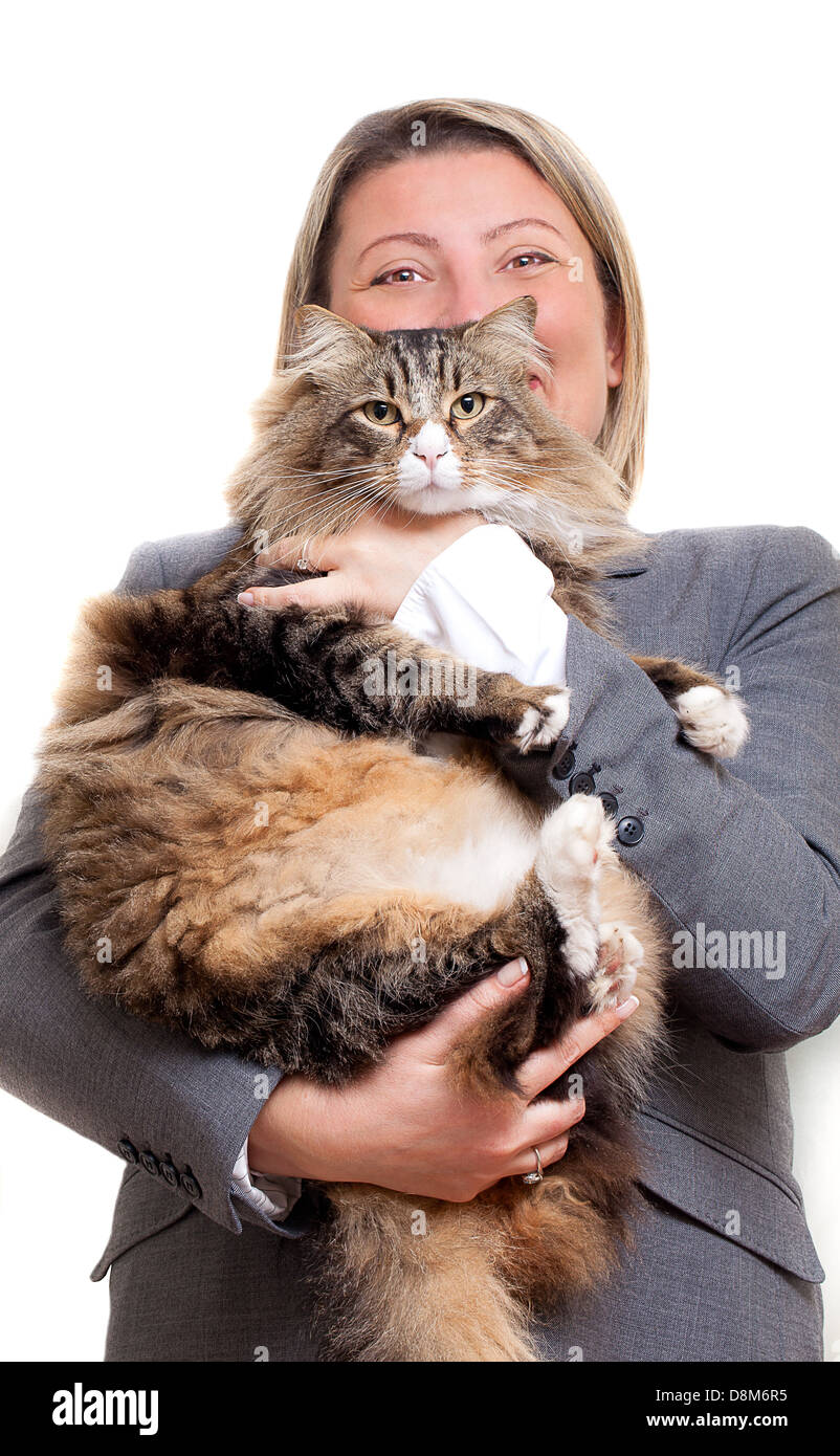 Woman With Cat Stock Photo - Alamy
