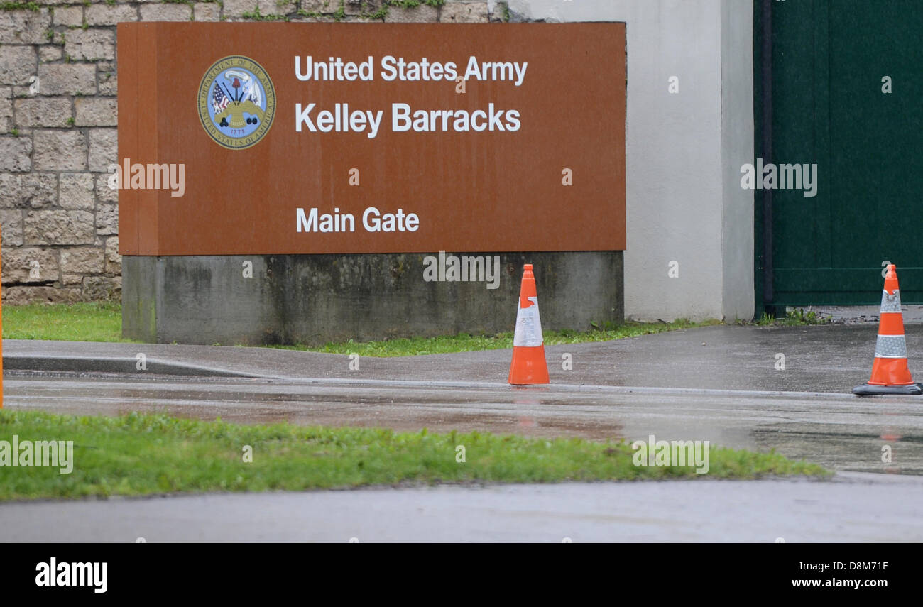The sign for the Kelley Barracks is pictured in Stuttgart, Germany, 31 ...