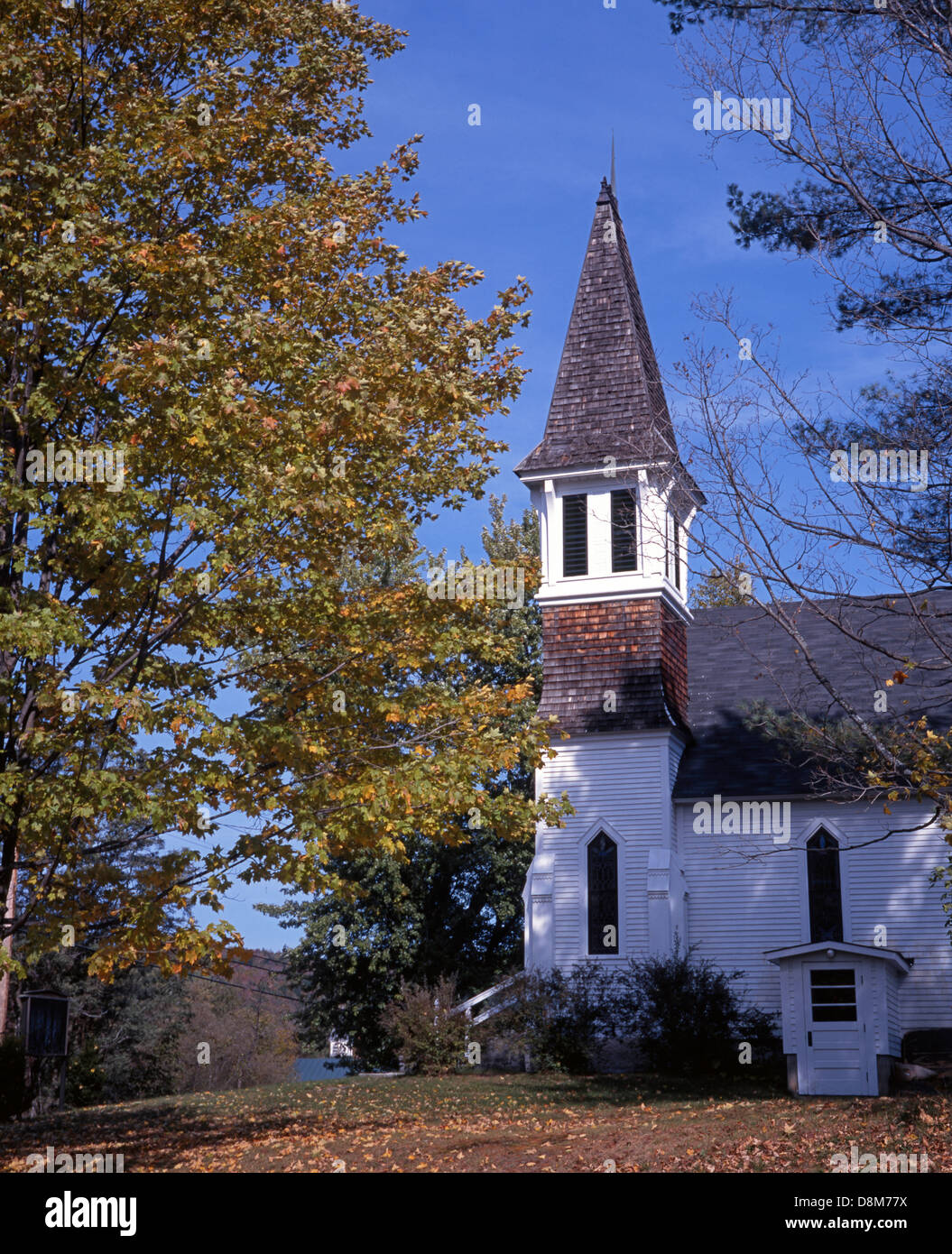 Church viewed during the ‘Fall’, Vermont, United States of America ...