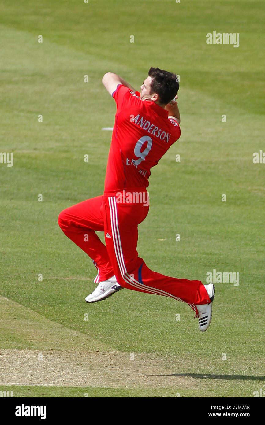 London, UK. 31st May 2013. England's James Anderson bowling during the ...
