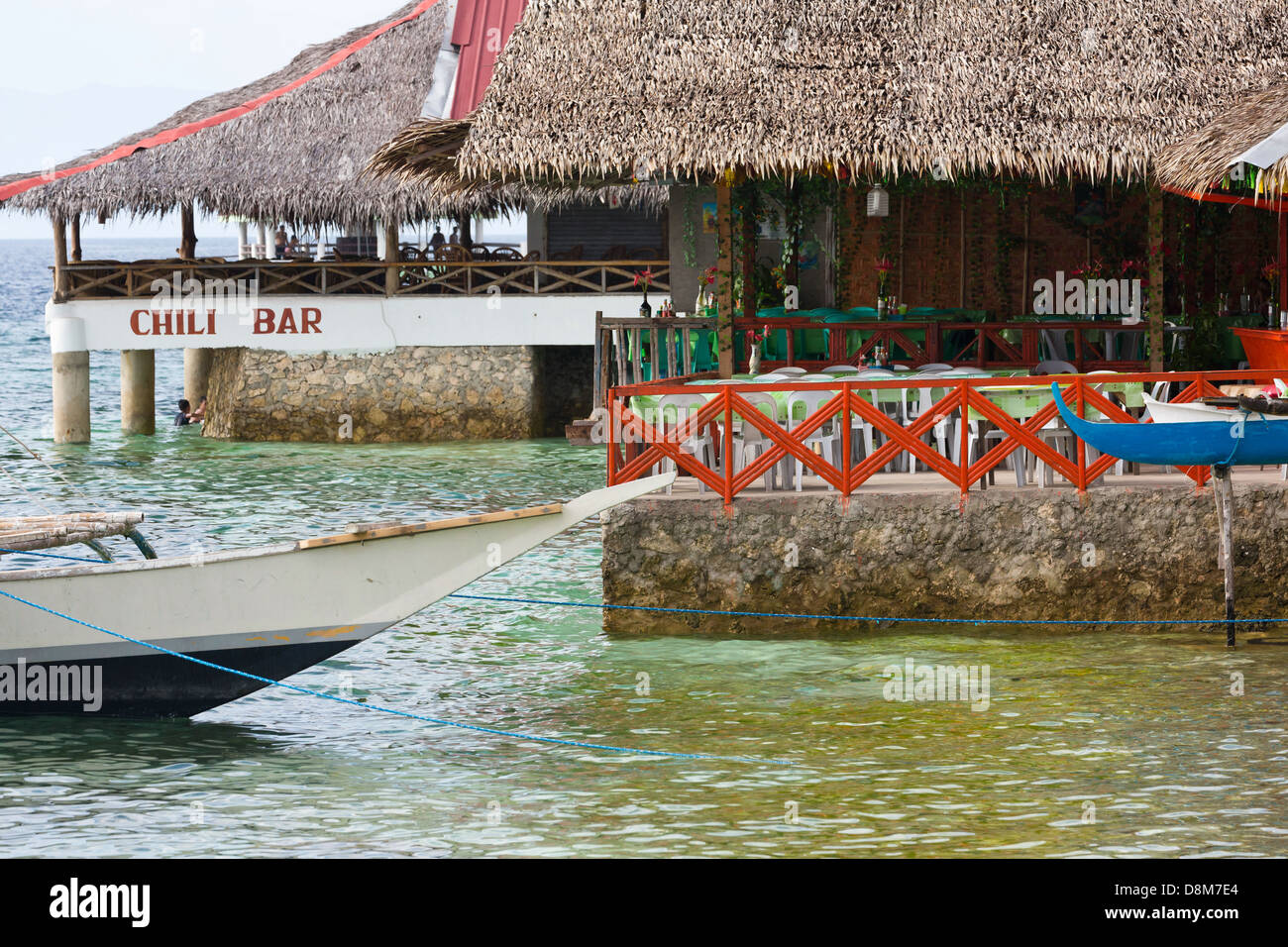 Beach Restaurant on Panagsama Beach near Moalboal, Philippines Stock ...