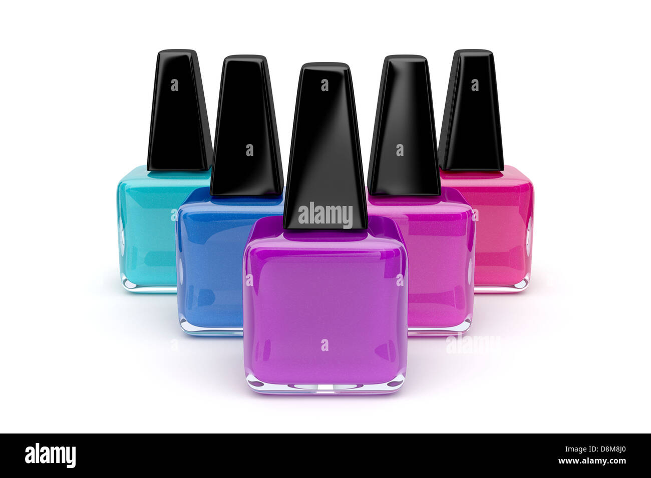 Group of nail polishes on white background Stock Photo - Alamy