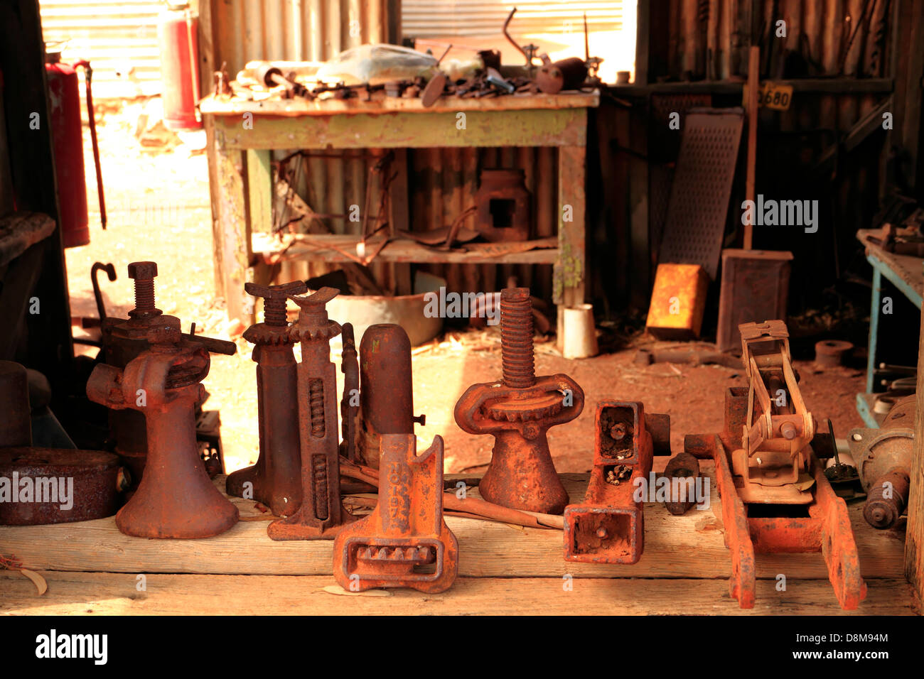 Old workshop tools, Gwalia historical gold mining town, Leonora Western ...