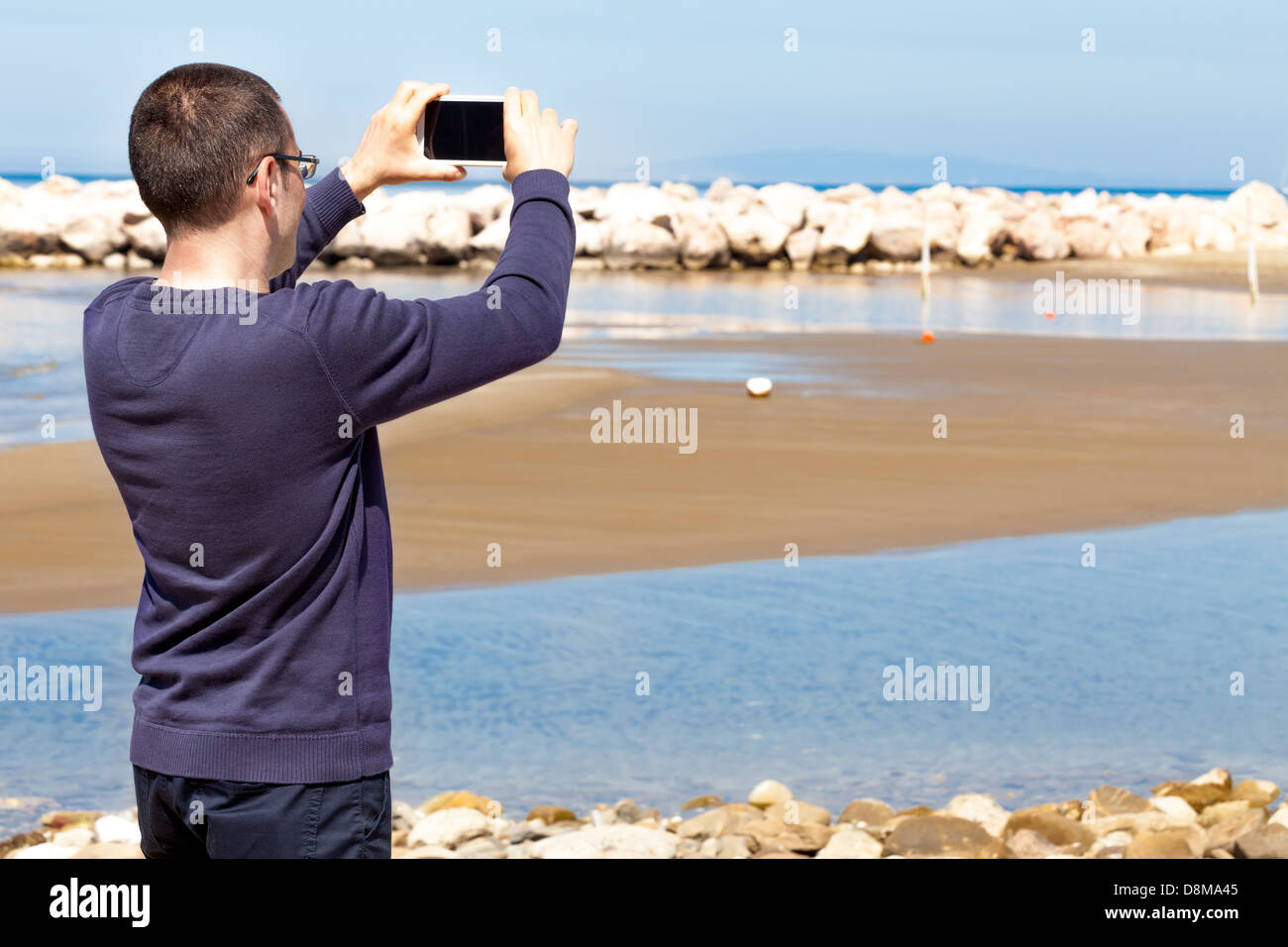 Man Taking Pictures With Smartphone Stock Photo - Alamy