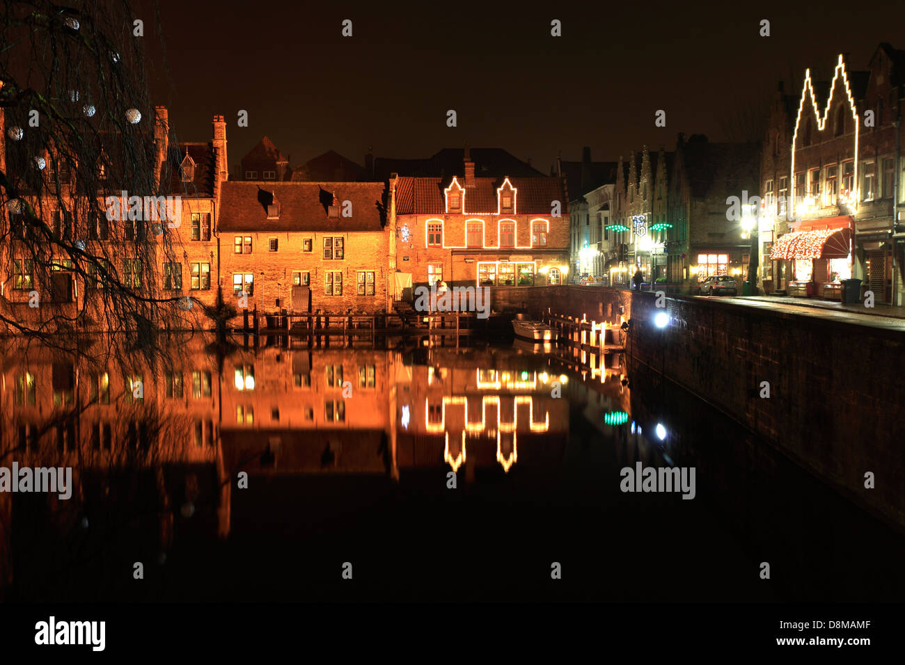 River Dijver, Rozenhoedkaai area, Bruges City, West Flanders in the ...