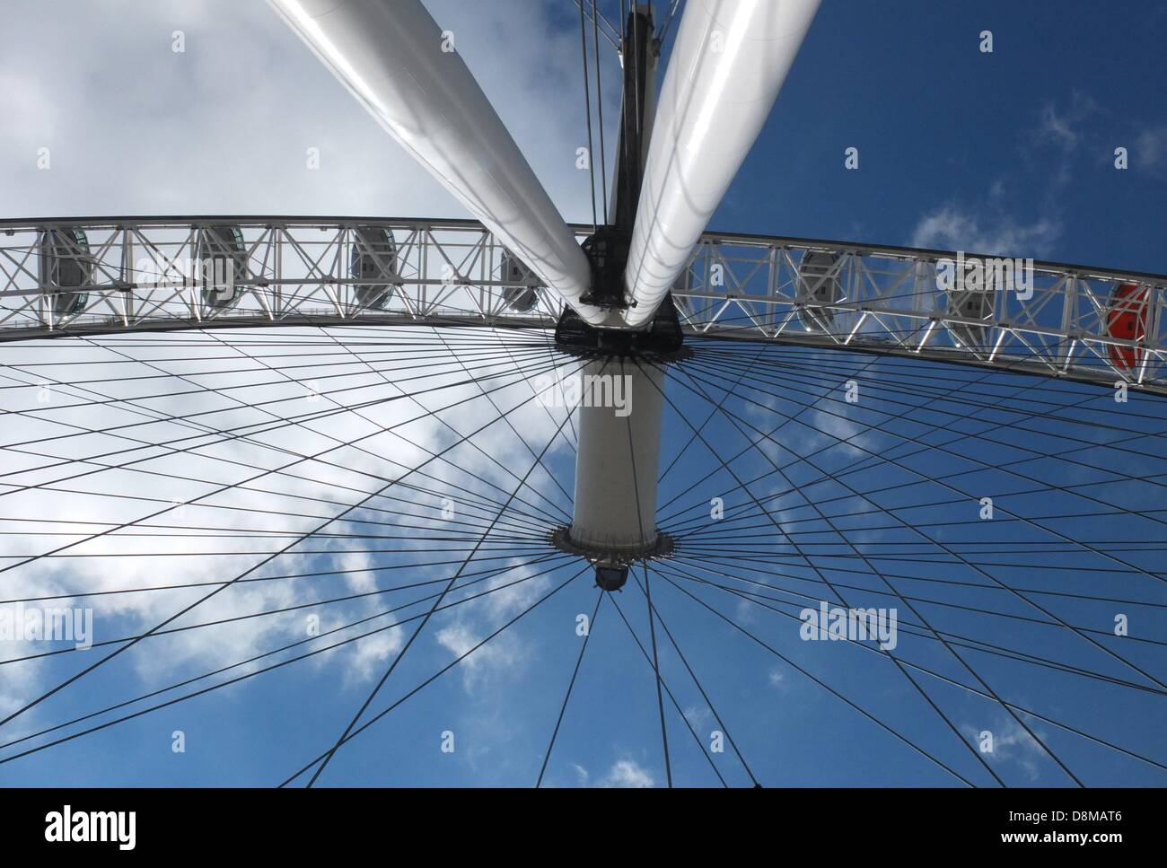 The London Eye is seen in London, Great Britain, on 8th May 2013 Stock ...