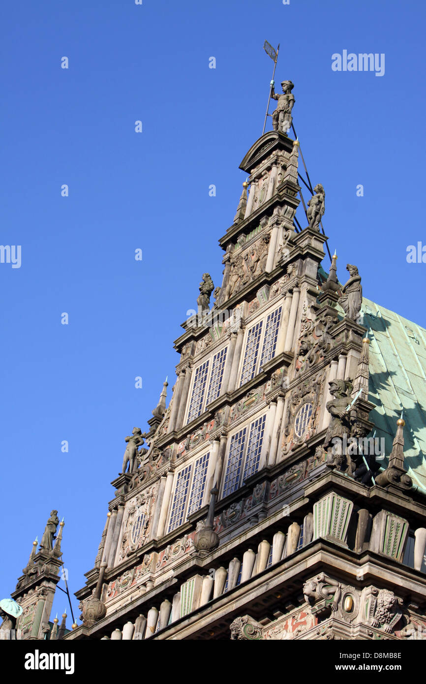 gable of the ancient town hall Stock Photo - Alamy