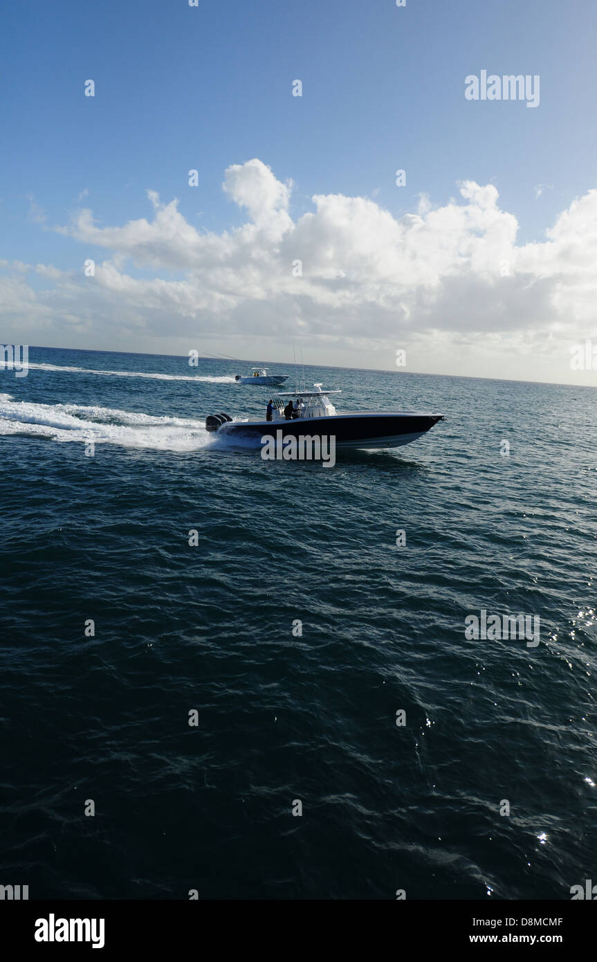 Two boats racing in Atlantic Ocean Stock Photo - Alamy