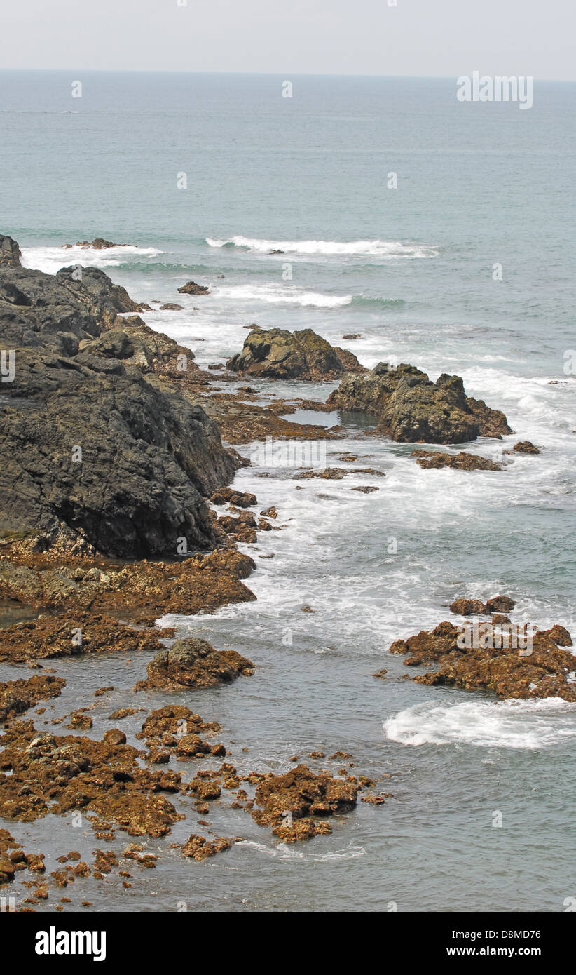 Waves, rocks and ocean in beautiful and scenic landscape in Costa Rica ...