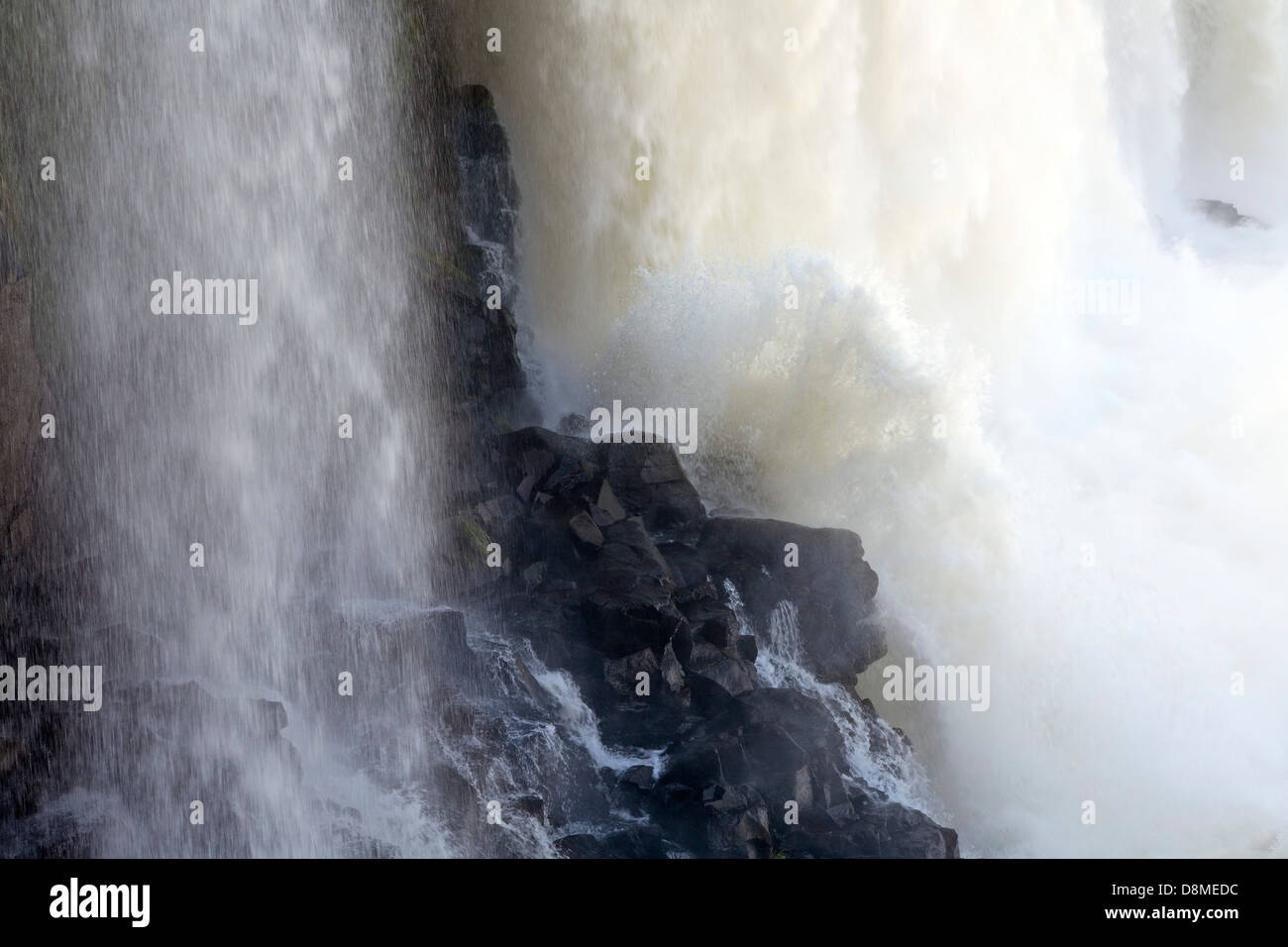 Detail of Floriano Falls and rocks, Iguazu National Park, Brazil Stock ...