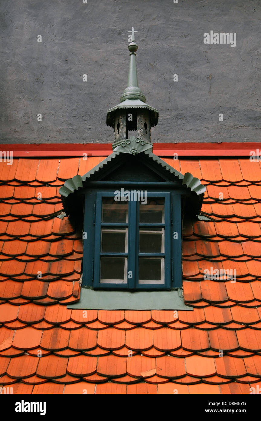 Decorated garret in Golden Lane street at the castle district in Prague ...