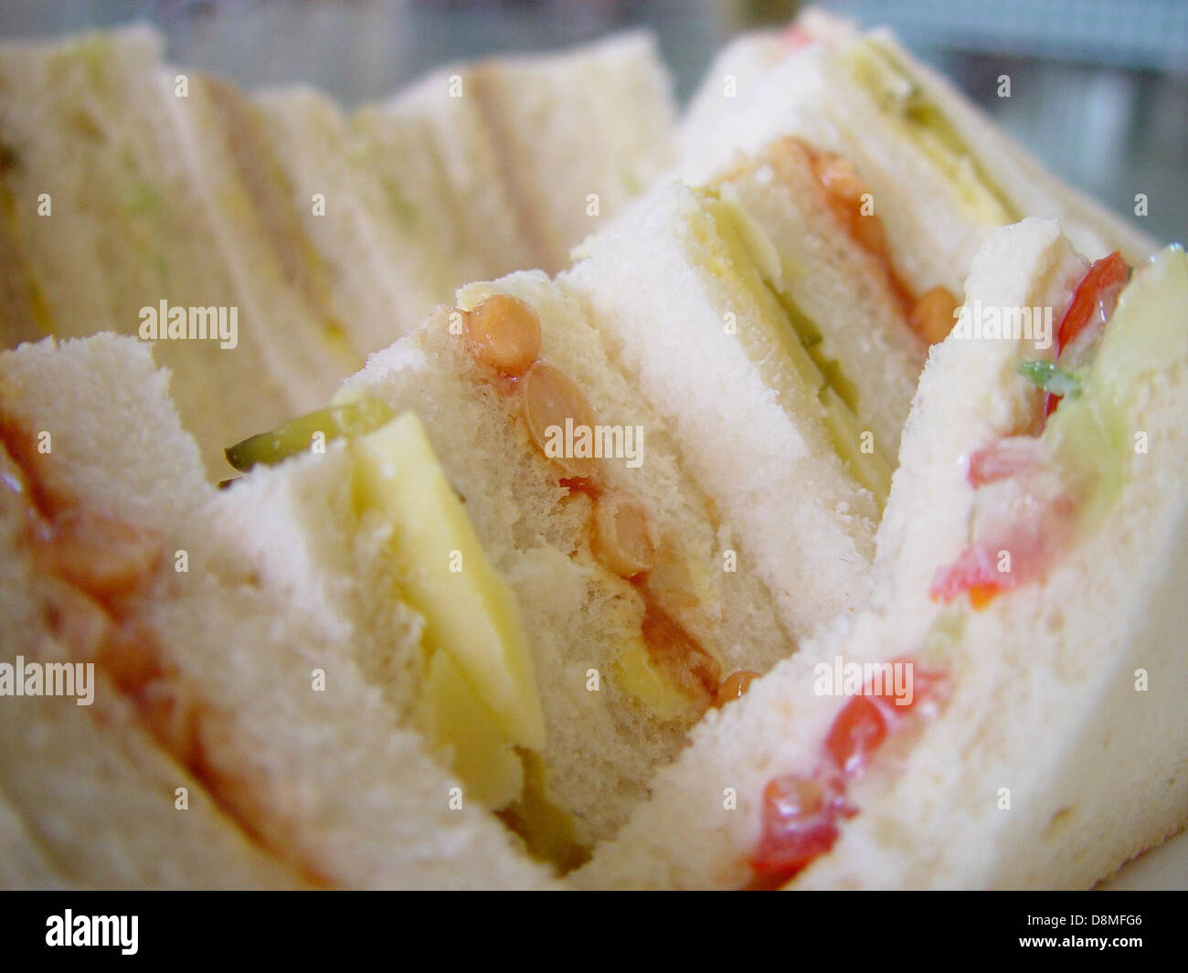 A variety of sandwiches, typically made with bread and fillings such as ...