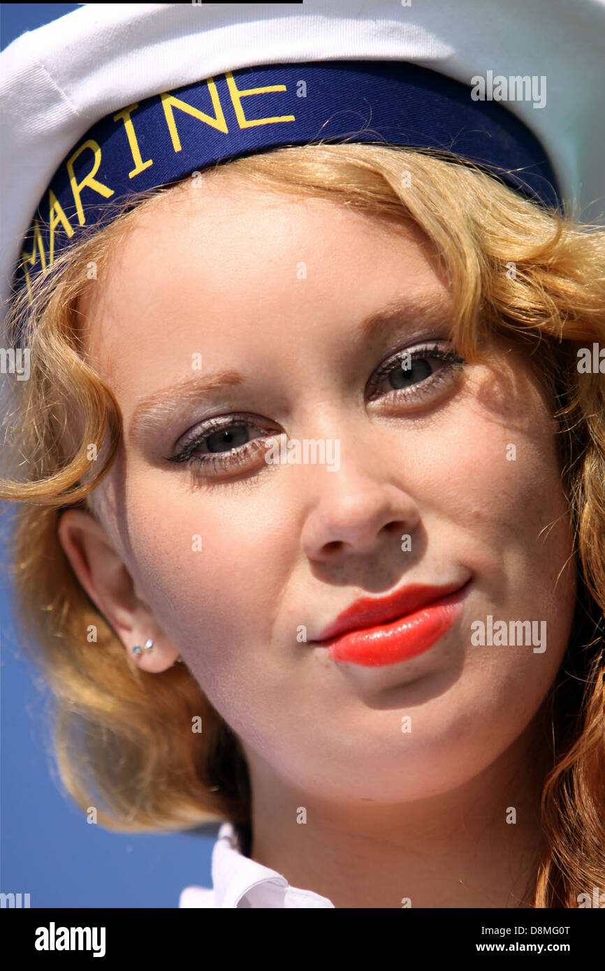 ginger woman in sailor's outfit Stock Photo - Alamy