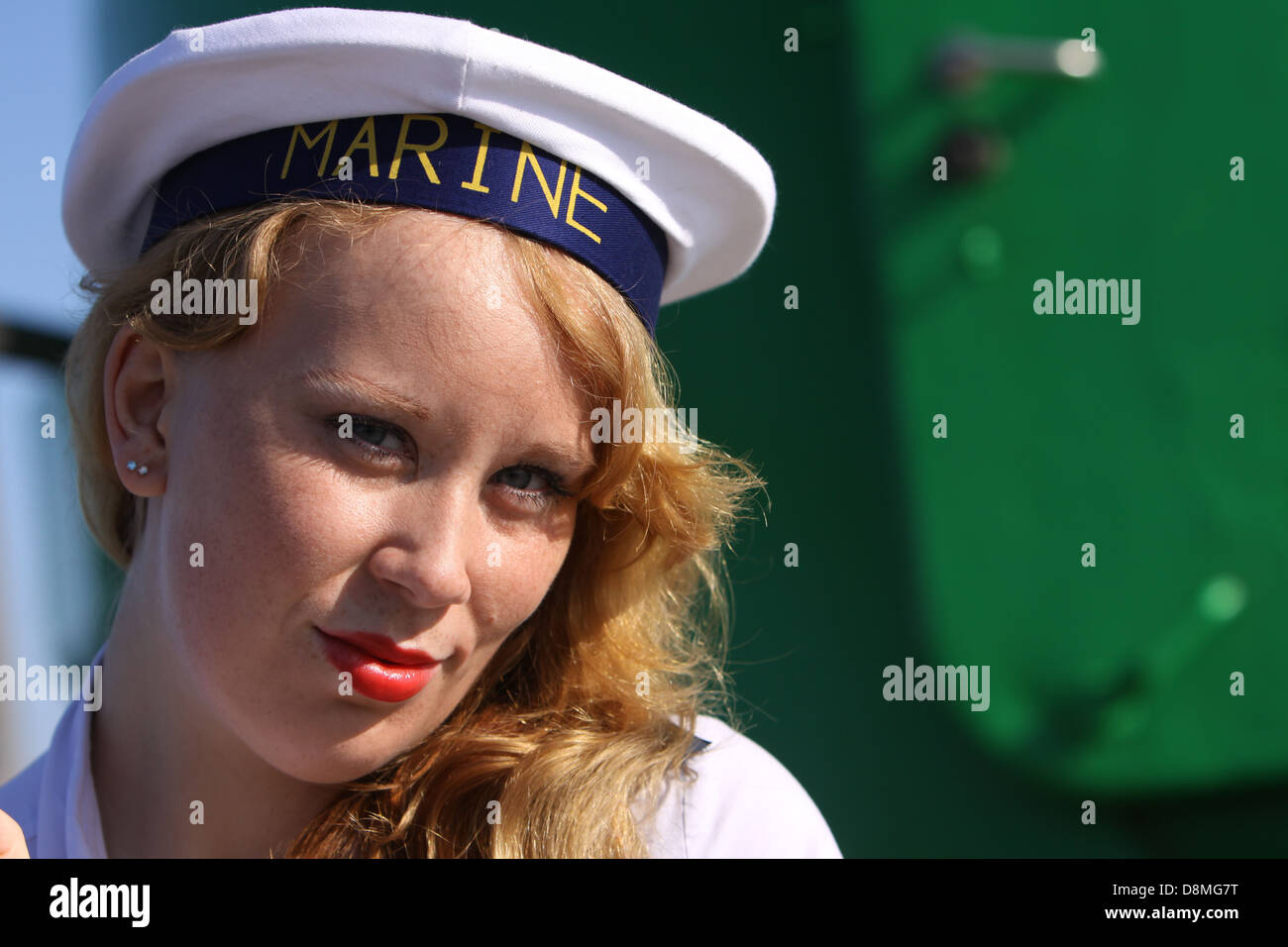 ginger woman in sailor's outfit Stock Photo - Alamy
