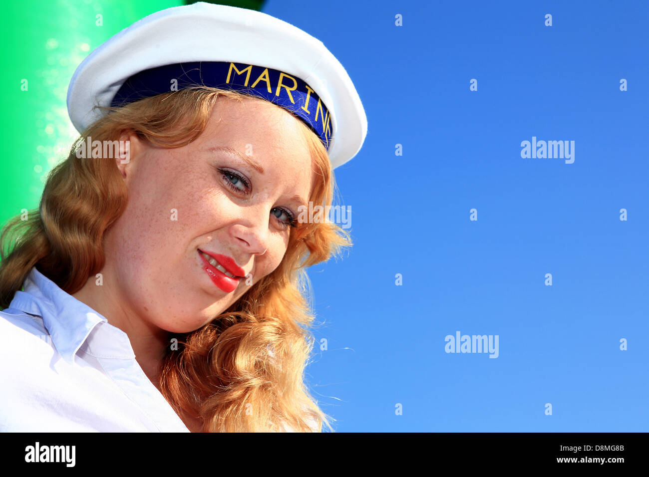 ginger woman in sailor's outfit Stock Photo - Alamy