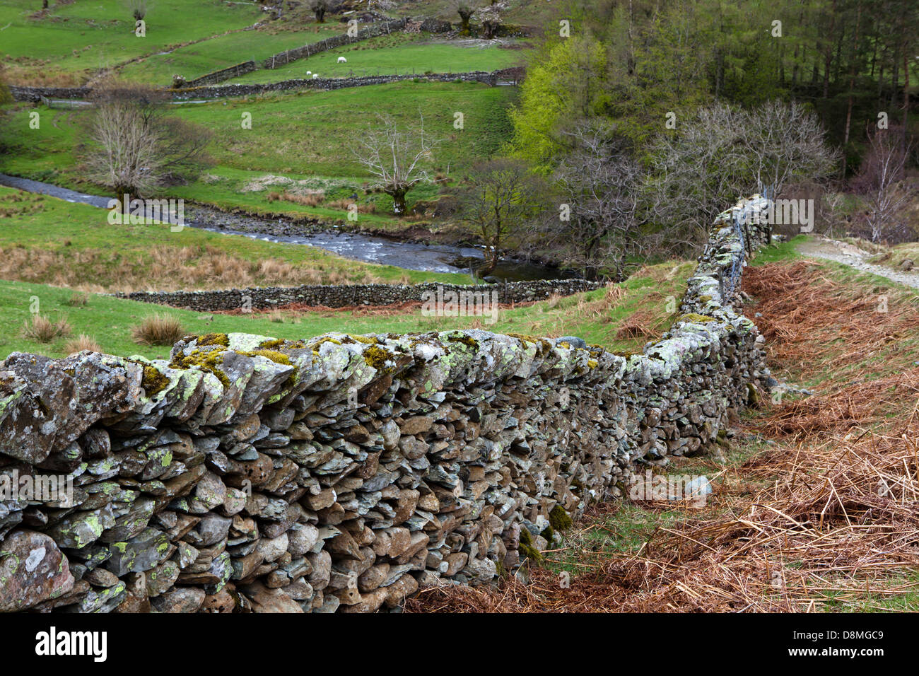 Stone wall down to the Beck Stock Photo - Alamy