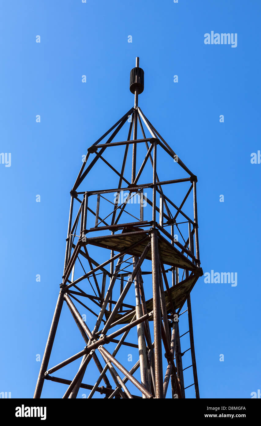 Geodetic point against blue sky background in sunny summer day Stock ...