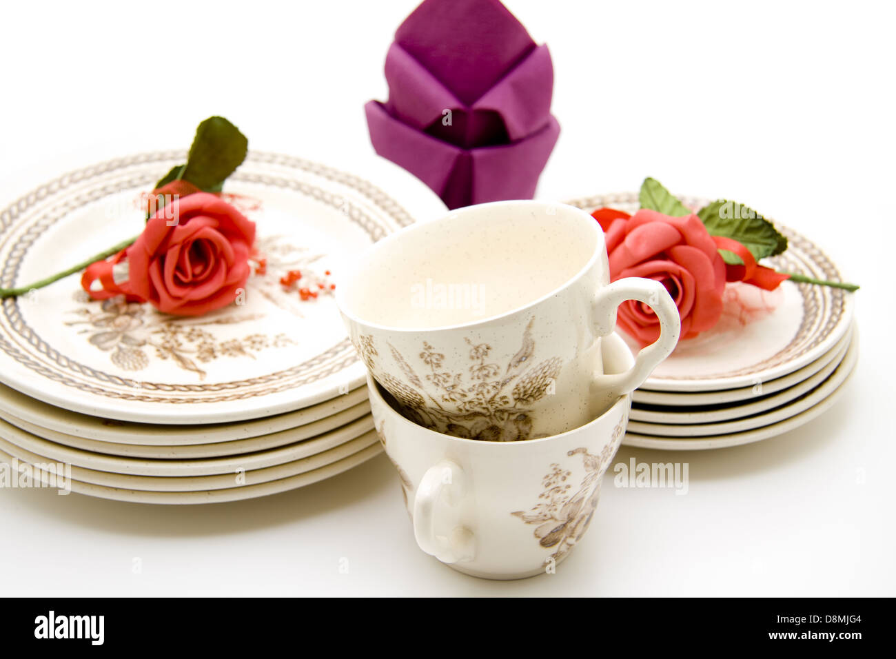 Cups with plate Stock Photo - Alamy