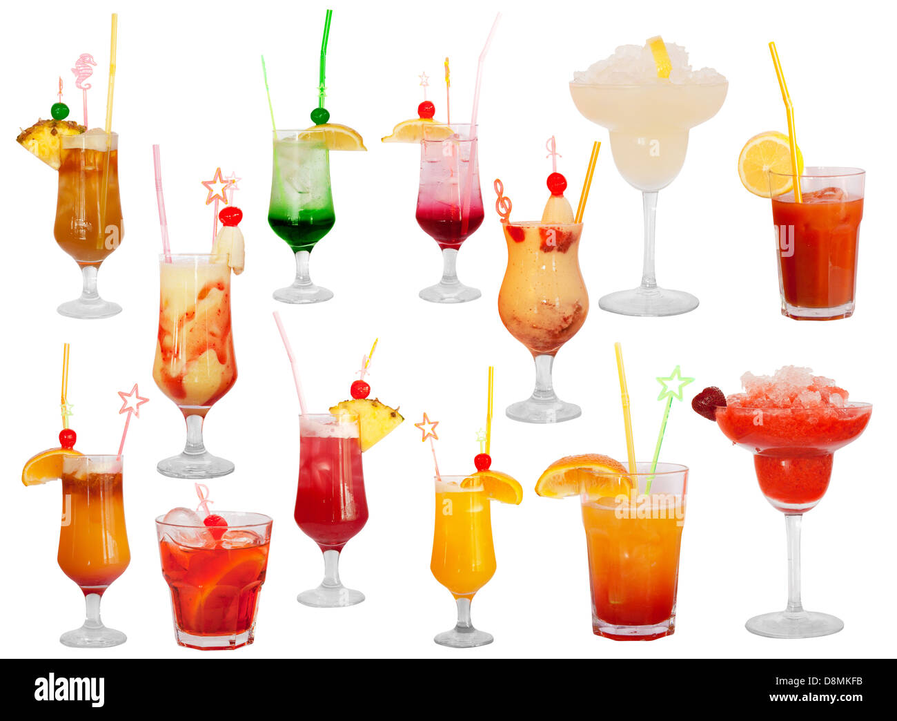 Big set of cocktails isolated on white Stock Photo - Alamy