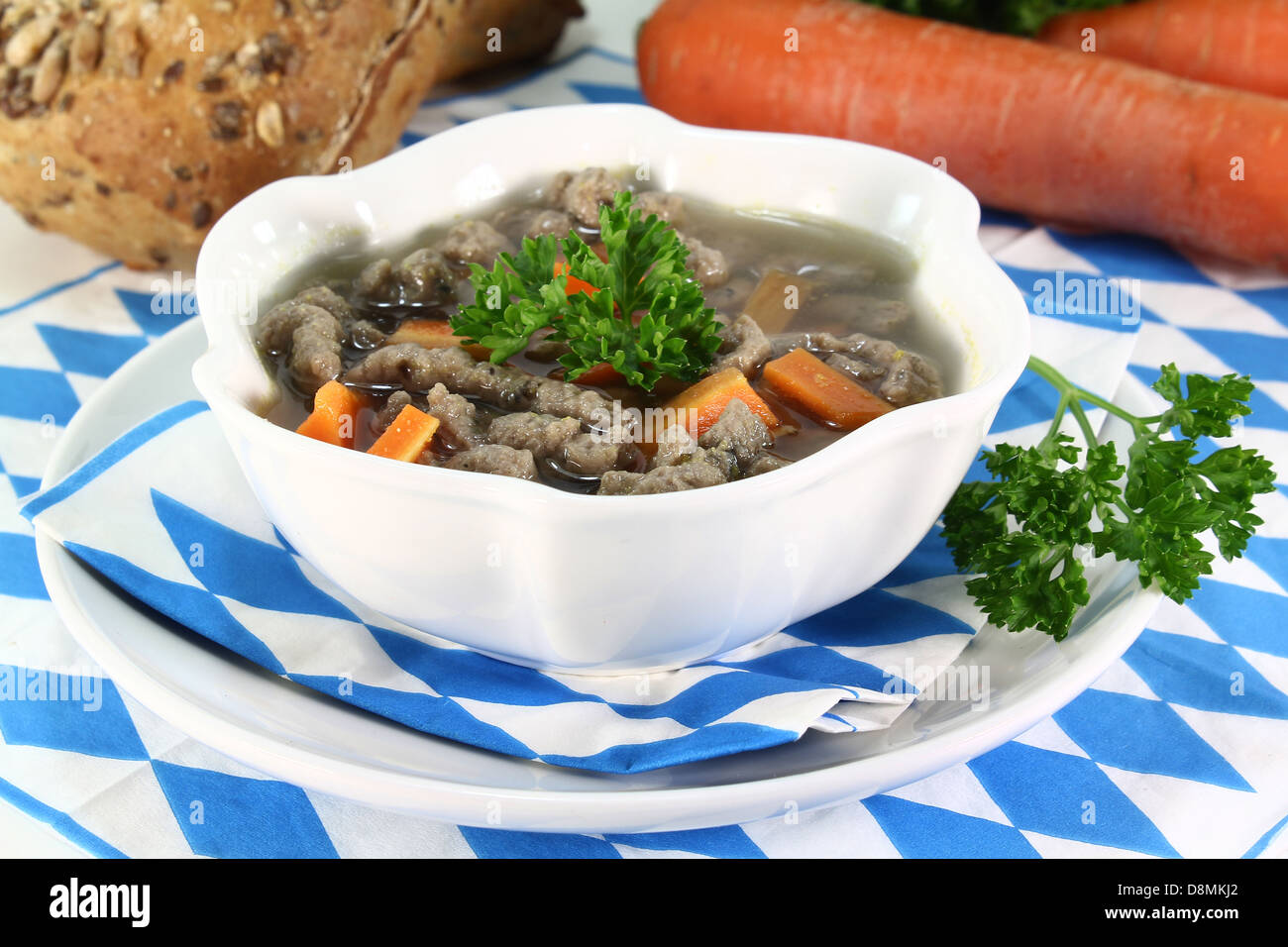 liver spaetzle soup Stock Photo - Alamy