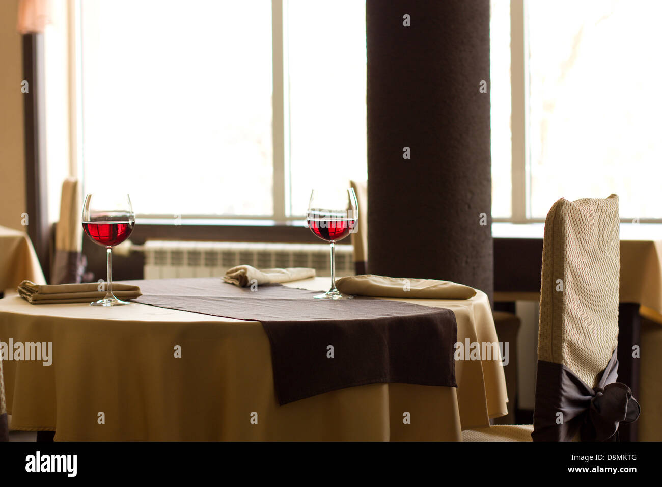 Red Wine on table in restaurant Stock Photo - Alamy