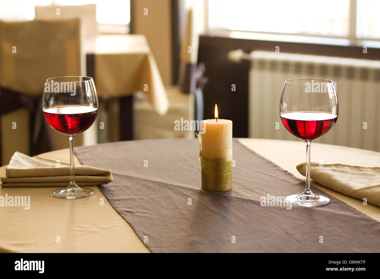 Red Wine on table in restaurant Stock Photo - Alamy