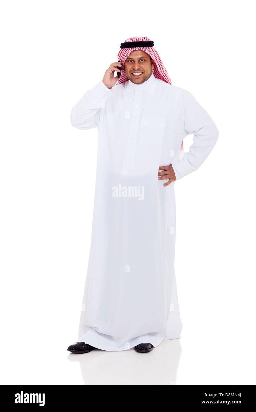 middle eastern man talking on cell phone isolated on white Stock Photo ...