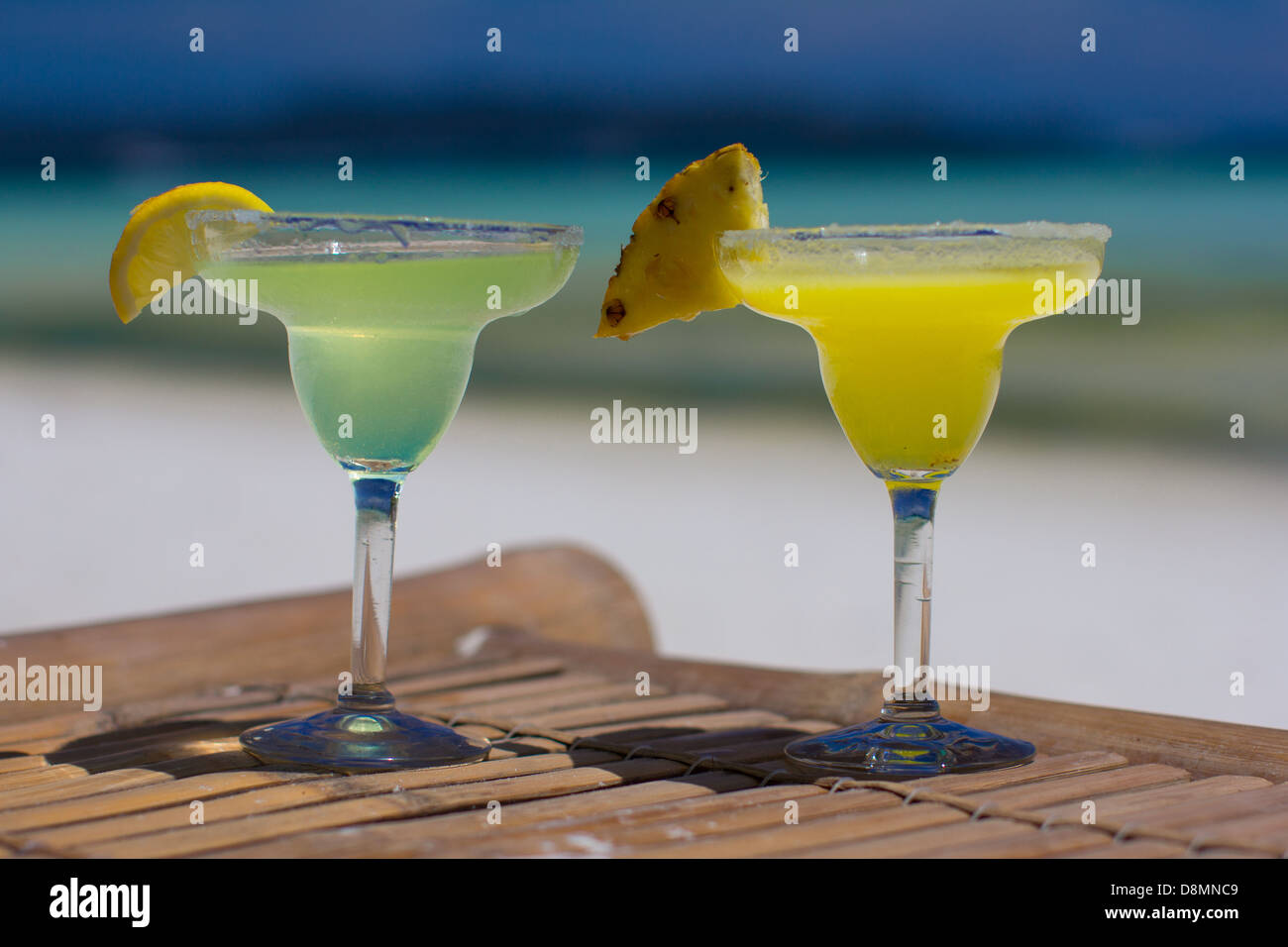 Classic and pineapple margarita cocktails at Philippines beach Stock ...