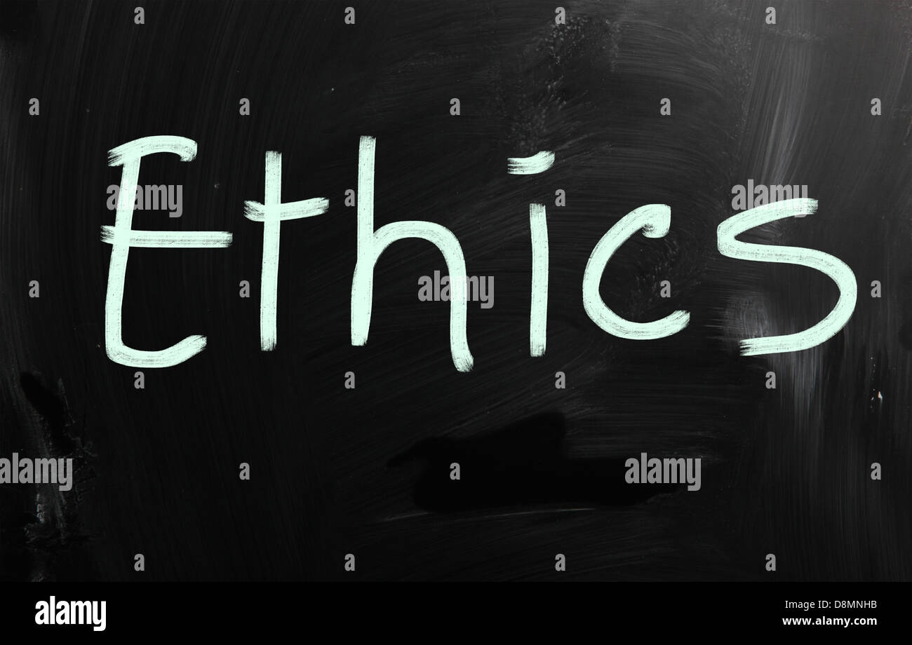 Ethics handwritten with white chalk on a blackboard Stock Photo - Alamy
