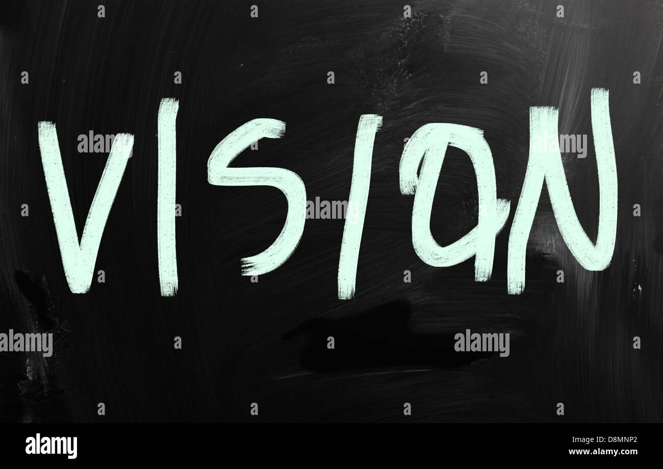 Vision handwritten with white chalk on a blackboard Stock Photo - Alamy