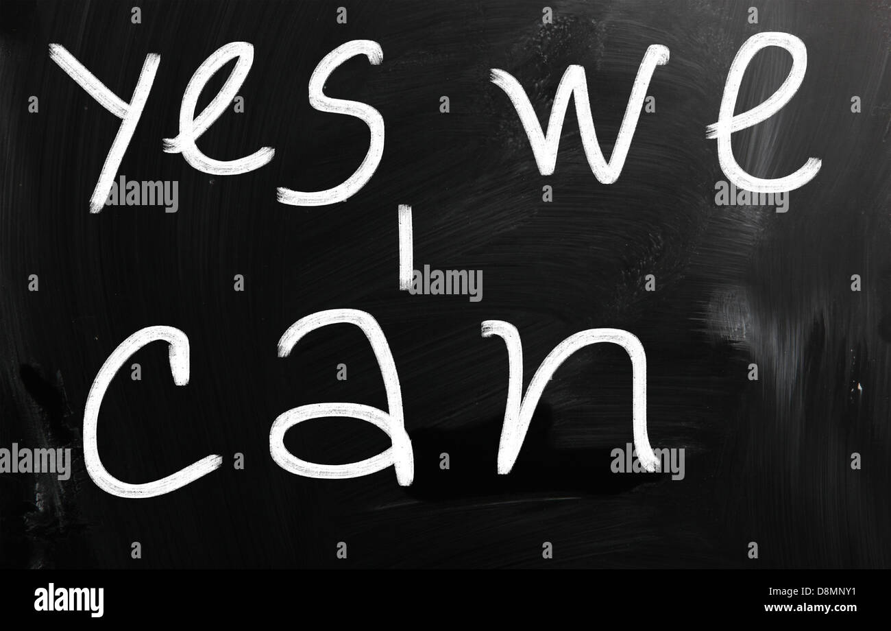Yes, we can! handwritten with white chalk on a blackboard Stock Photo ...