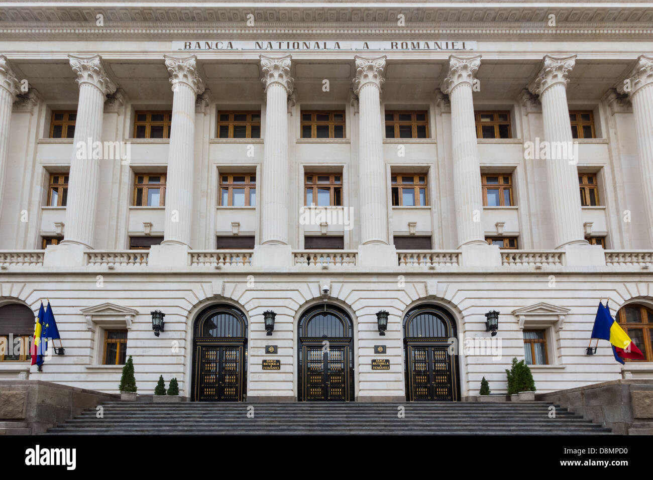 The facade and front of the newly renovated romanian national bank ...