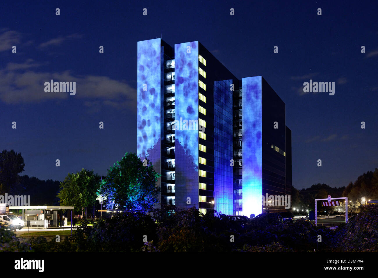 Illuminated Vattenfall house, City Nord Festival of Light , Hamburg ...