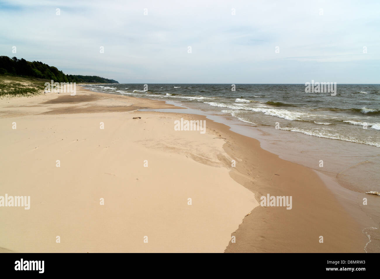 Lake Michigan beach near Whitehall, MI on a windy spring day Stock ...