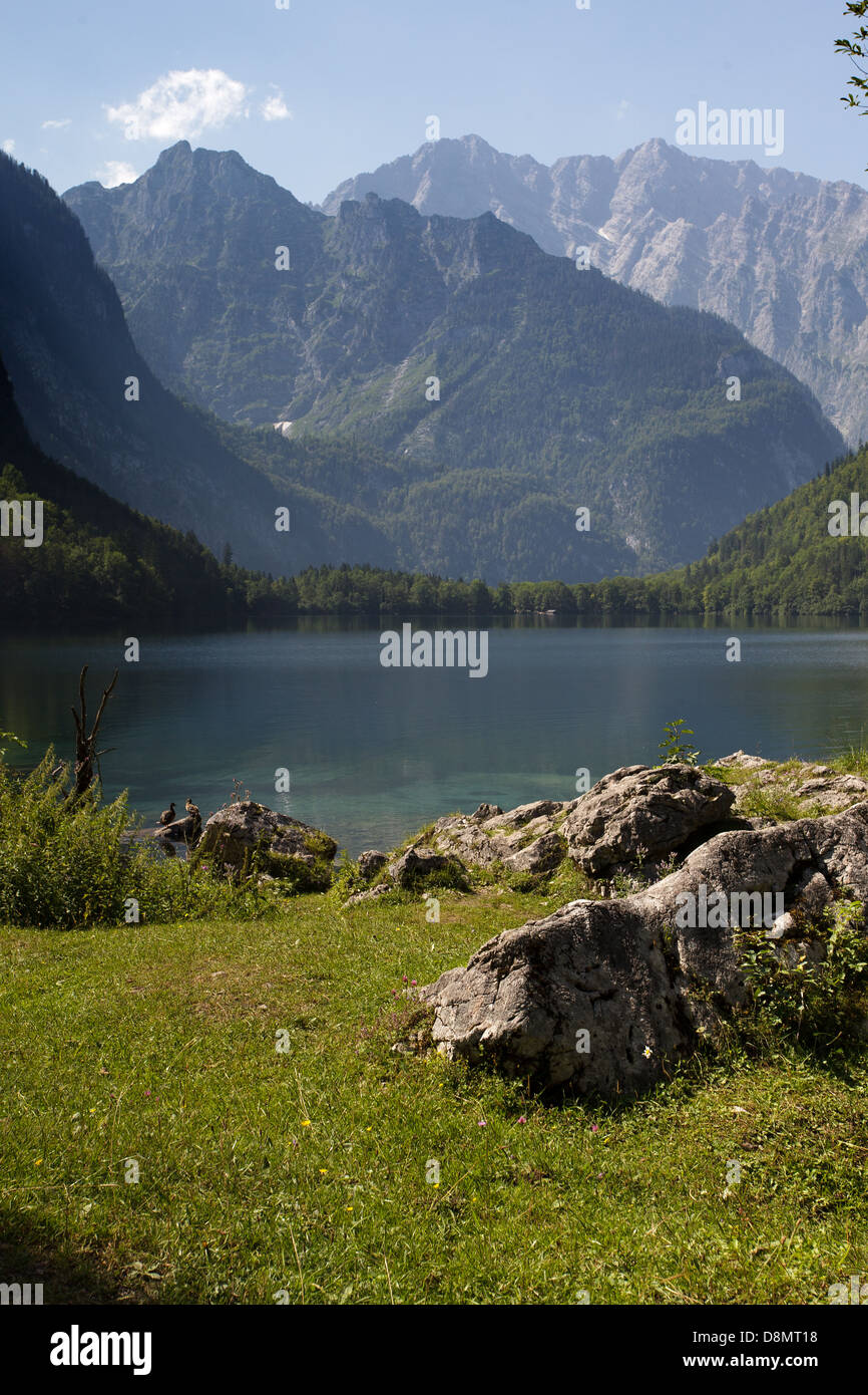 Obersee at koenigssee with boathouse hi-res stock photography and ...