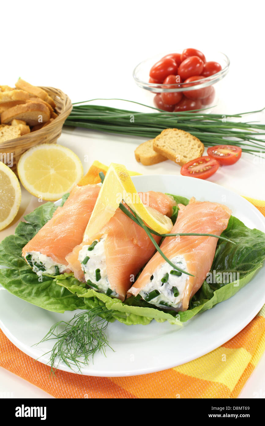 smoked salmon roulade Stock Photo - Alamy