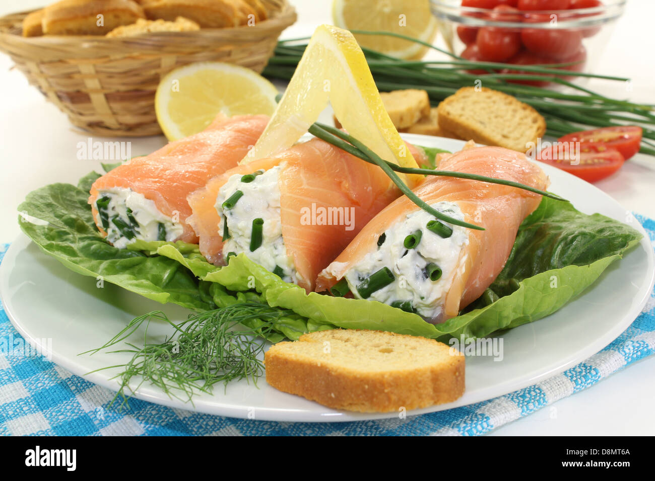 smoked salmon roulade Stock Photo - Alamy
