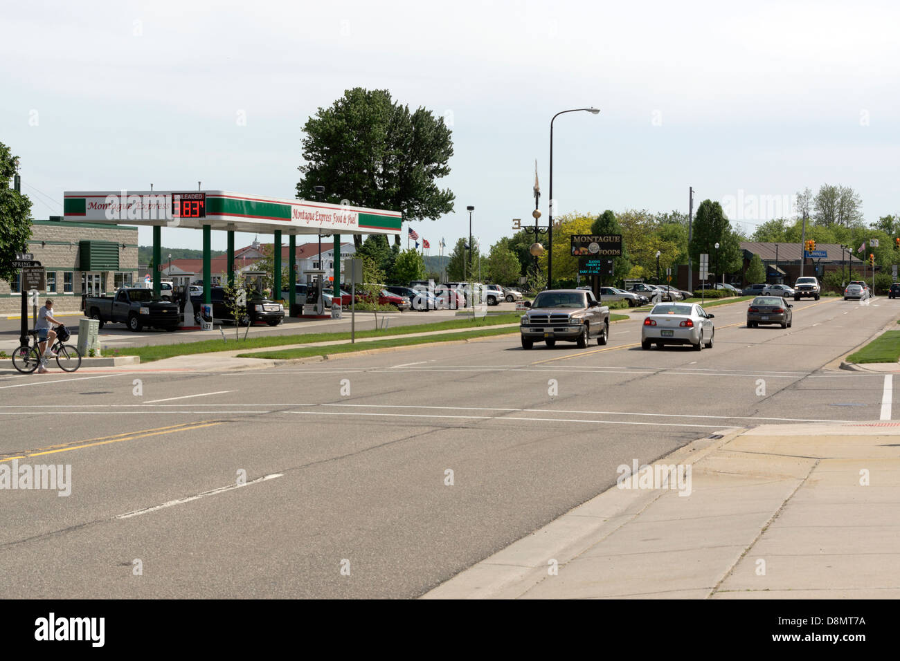 Afternoon traffic on Water Street in Montague, Michigan Stock Photo - Alamy