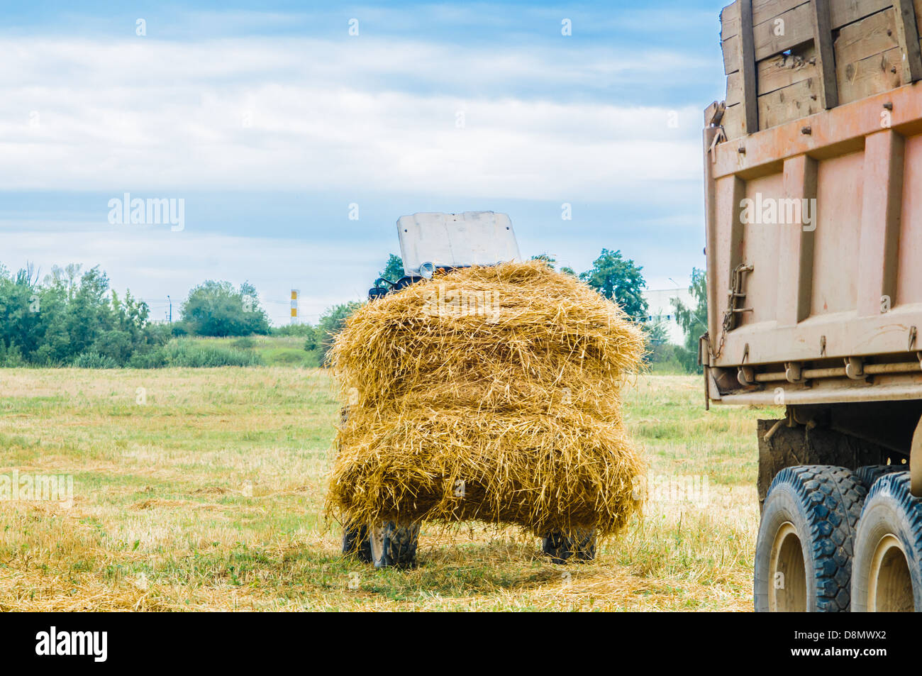 tractor with a hay Stock Photo - Alamy