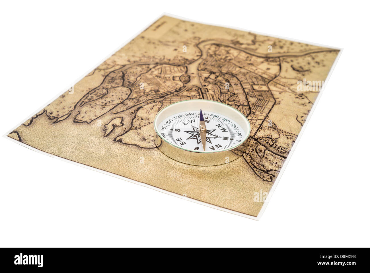 old map with compass Stock Photo - Alamy