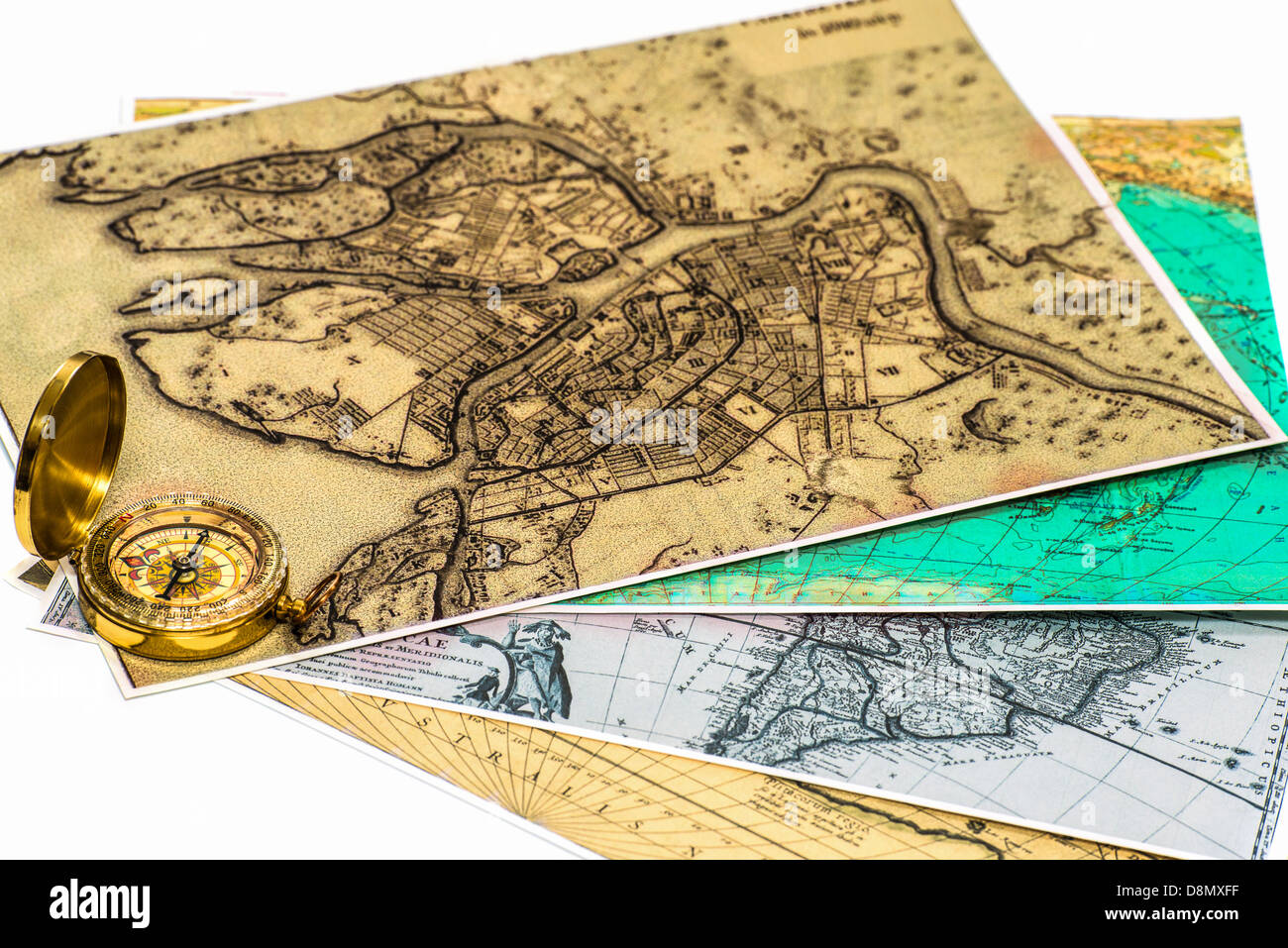 old map with compass Stock Photo - Alamy