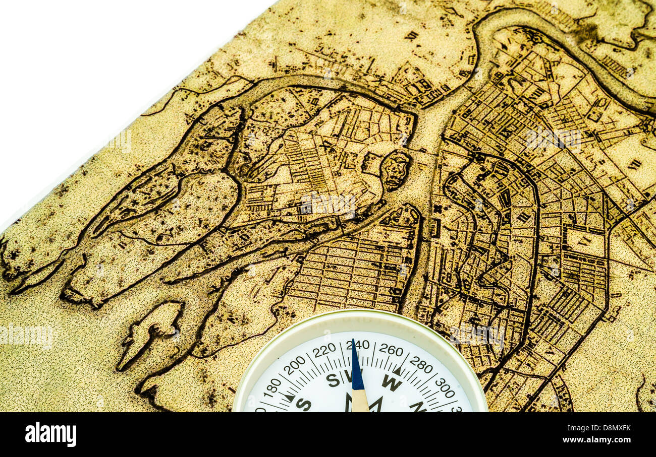 old map with compass Stock Photo - Alamy
