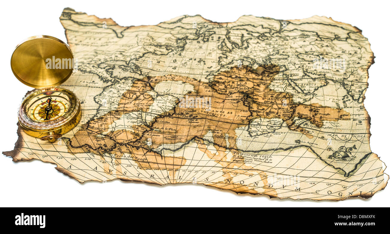 old map with compass Stock Photo - Alamy