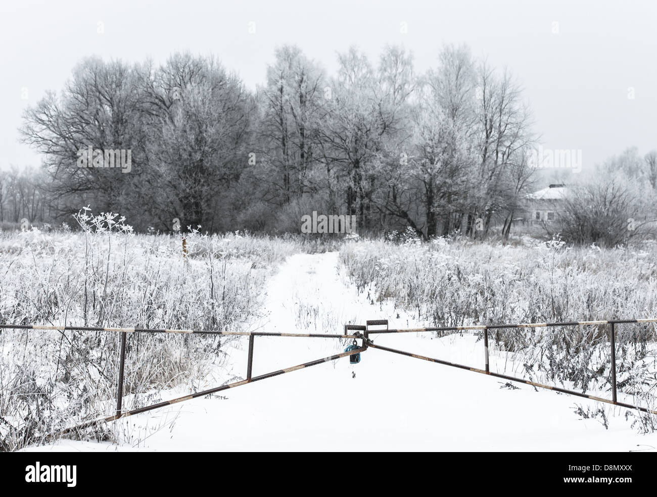 Winter barrier gate Stock Photo - Alamy
