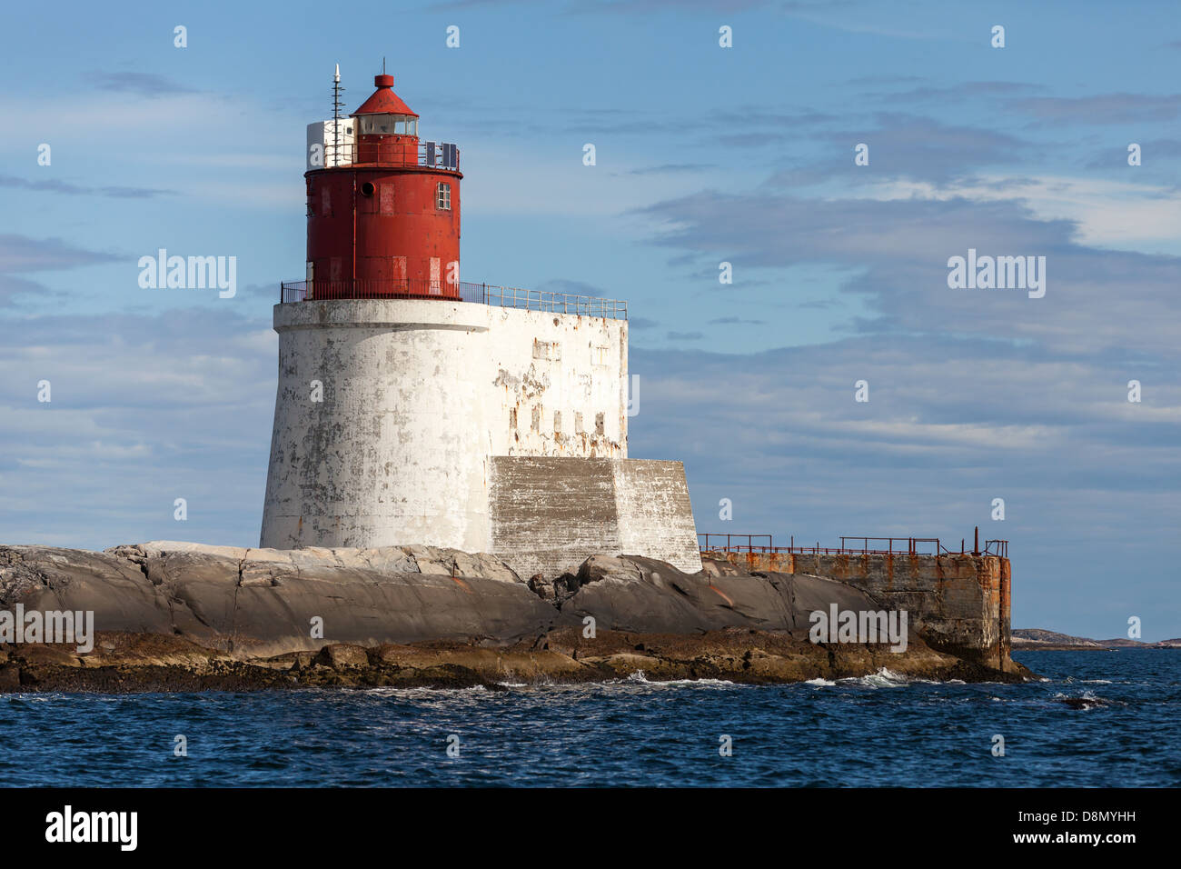 Red Norwegian Lighthouse Tower Rocky Island Stock Photo - Alamy